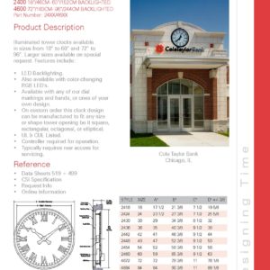 2400 Flush Backlighted Tower Clock | Electric Time®