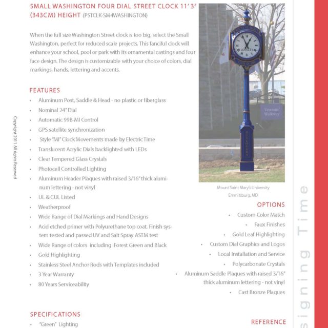 4 Dial Washington Small Post Clocks | Electric Time®
